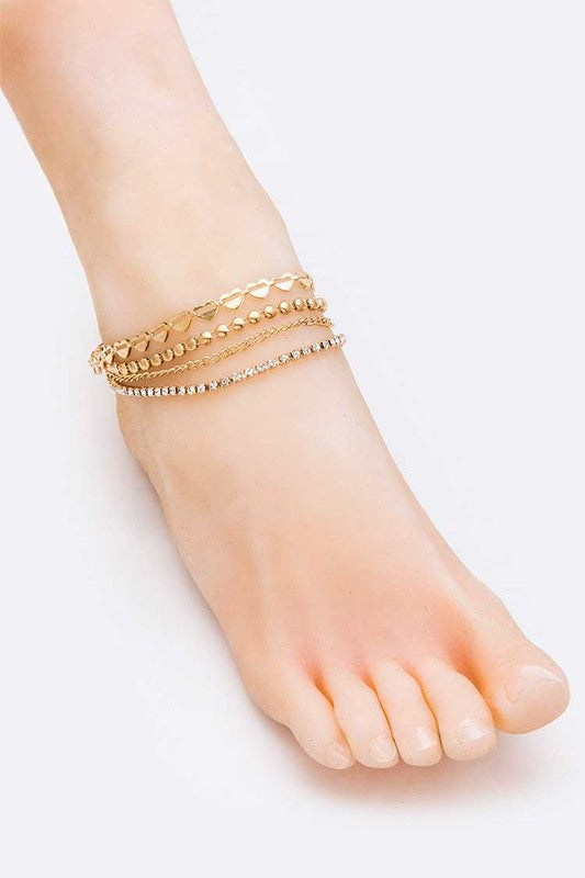 Heather Gold Rhinestone Layer Anklet Set – Chic Couture Online