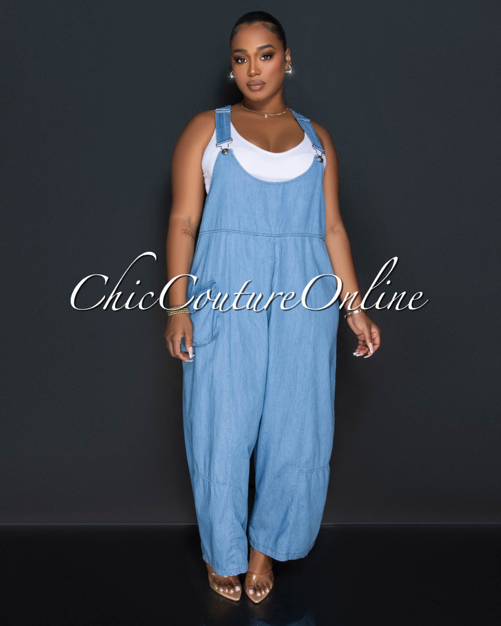 *Jamie Light Denim Overall Wide Legs Jumpsuit – Chic Couture Online
