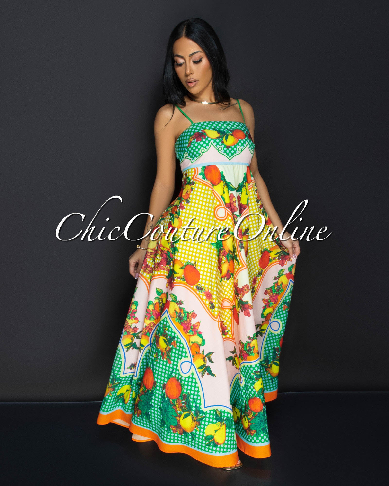 *Liora Yellow Multi Tropical Maxi Dress – Chic Couture Online