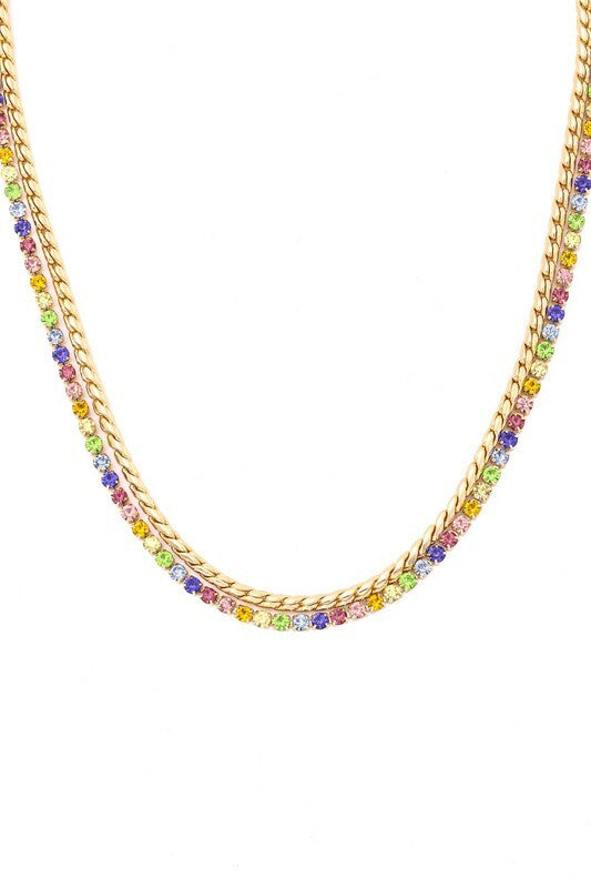 *Jordyn Gold Layered Rhinestone Chain Link Necklace – Chic Couture Online